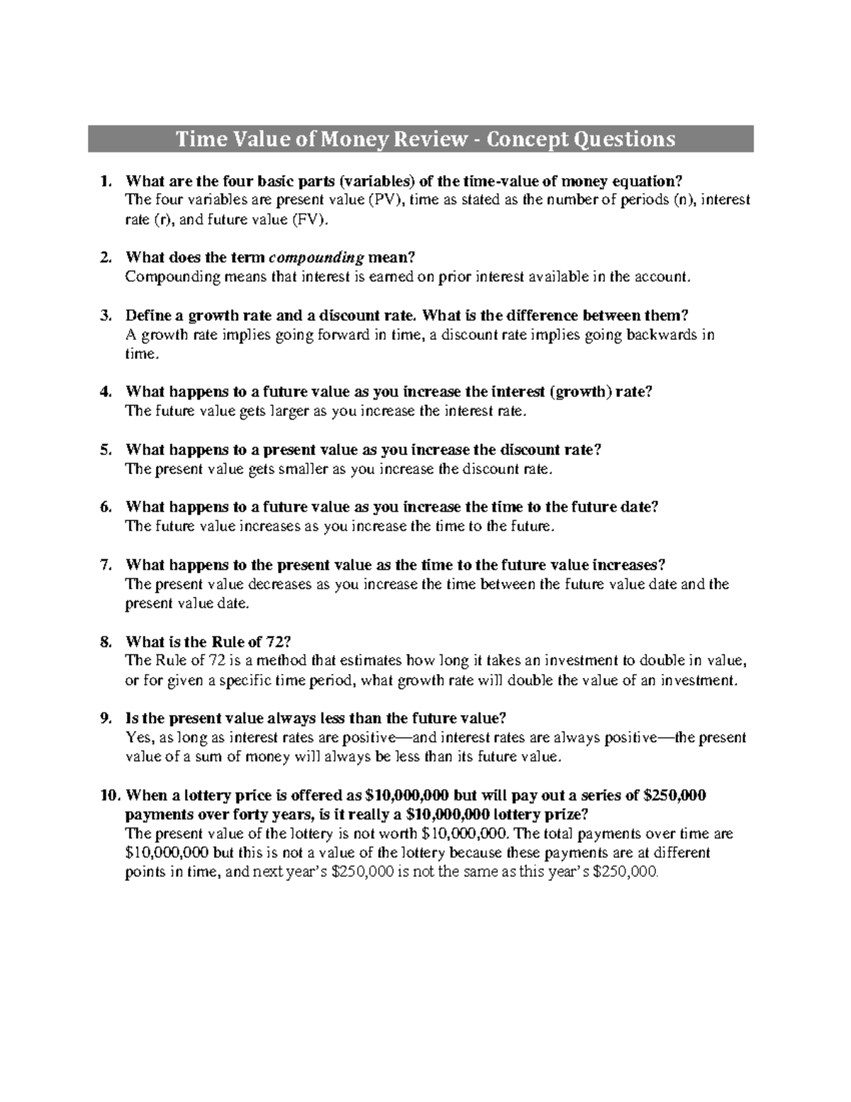 Fin time value of money - practice question - TAH 3000 - KBCC - Studocu