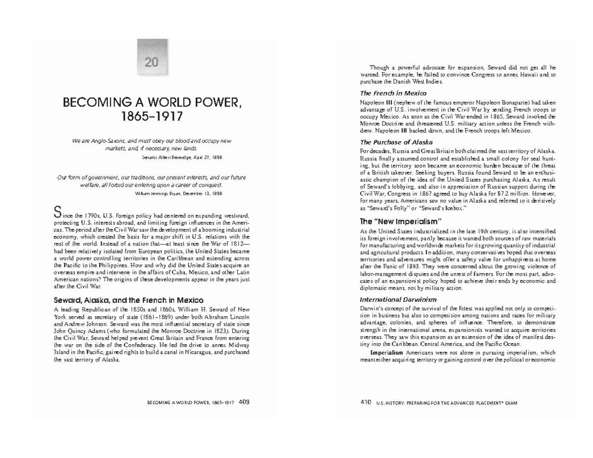 AMSCO APUSH 20 PDF - 20 Though a powerful advocate for expansion ...