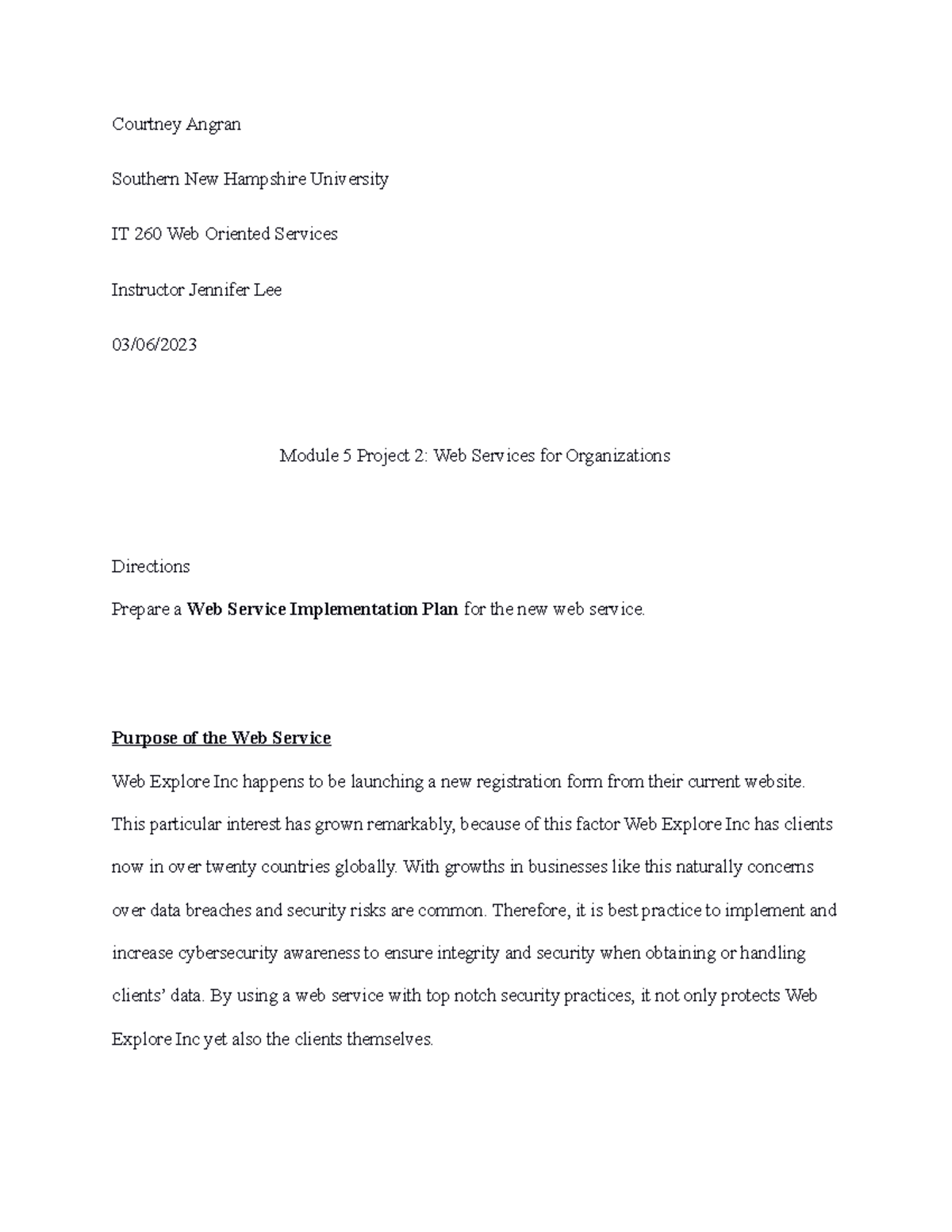 IT260 Mod5 - Module 5 Activity - Courtney Angran Southern New Hampshire ...