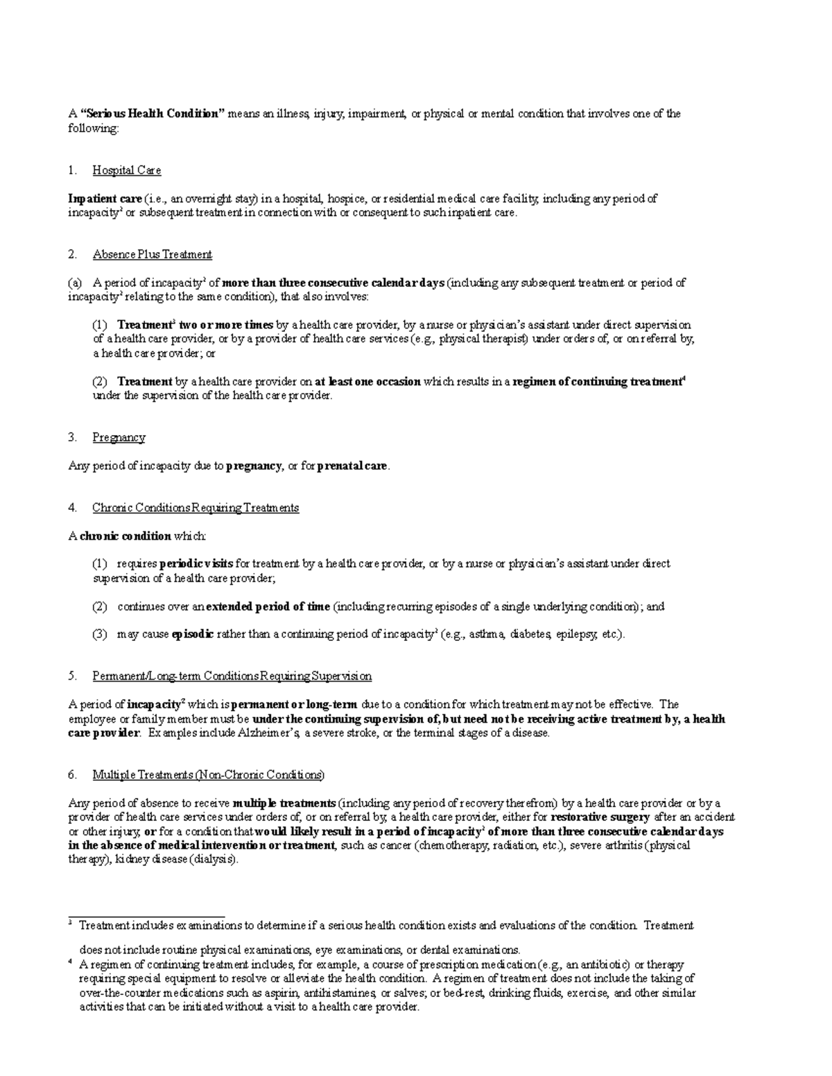 FMLA Serious Illness Definition - A “Serious Health Condition” means an ...