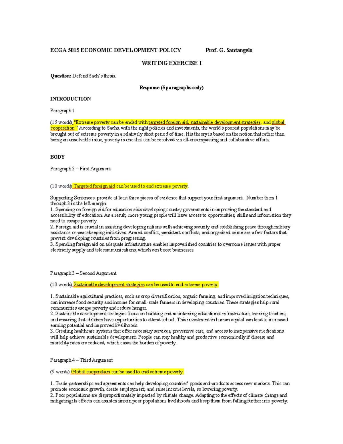 Writing exercise I - book report - ECGA 5015 ECONOMIC DEVELOPMENT ...