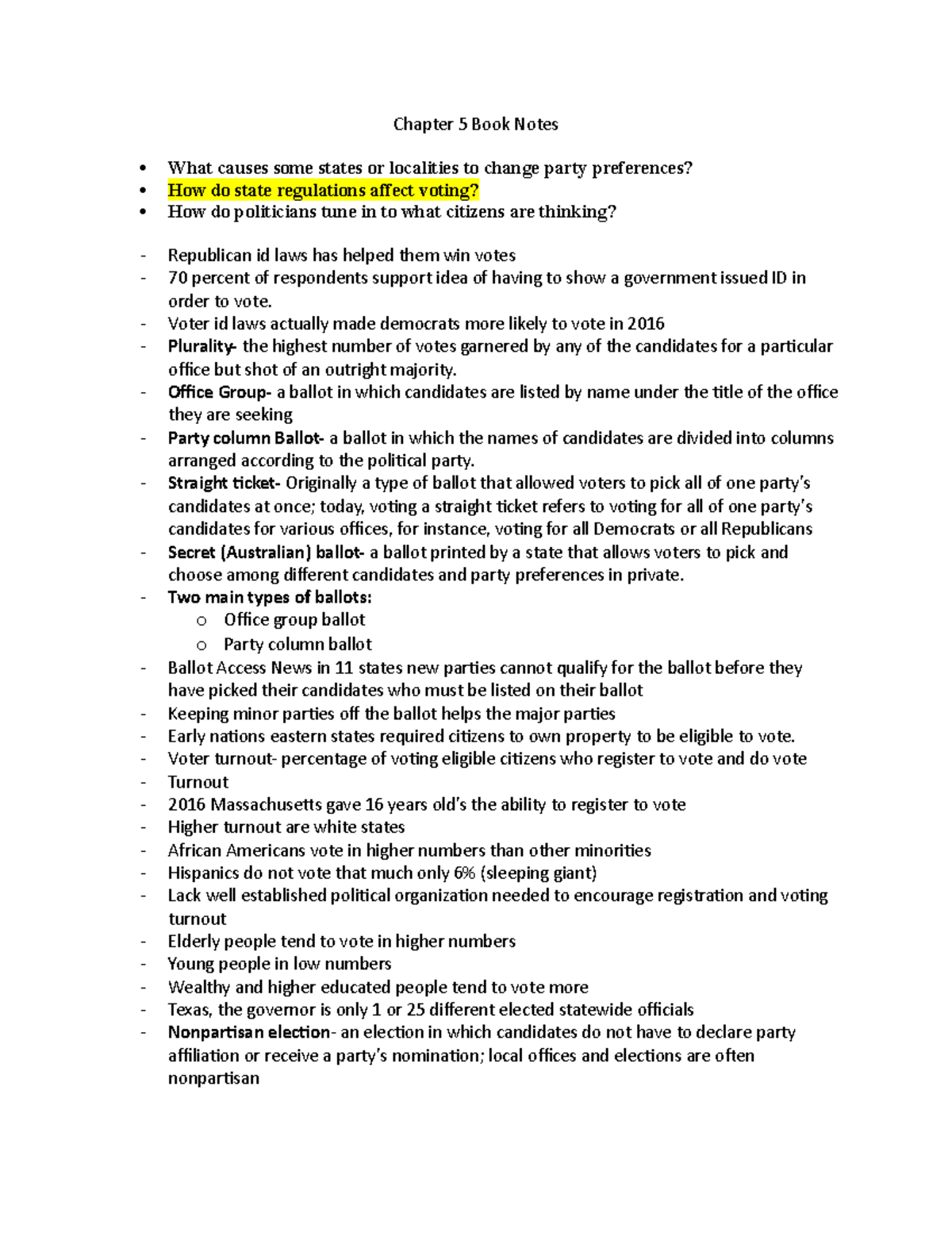 Chapter 5 Book Notes - Professor: Dr. Anthony Lister Ives. Taken online ...