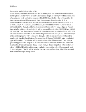 Chem 2 lab 4 - Lab report - Notebook Chemical Equilibrium: Three ...