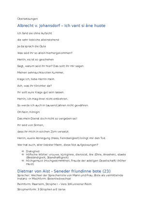 Klausur Zusammenfassung Minnesang - Theorie 1. Definition – Minnesang 1 ...