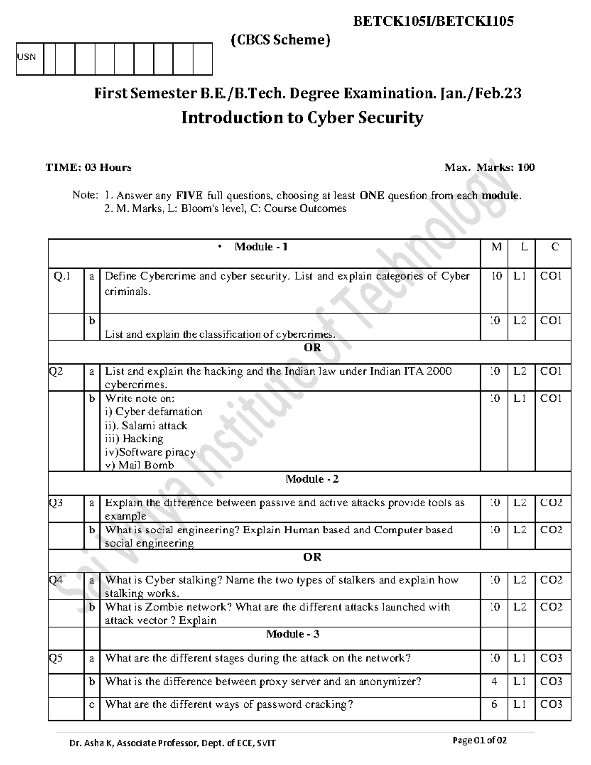 Betck 105I VTU QP - cyber security for vtu students - BETCK105I/BETCKI ...