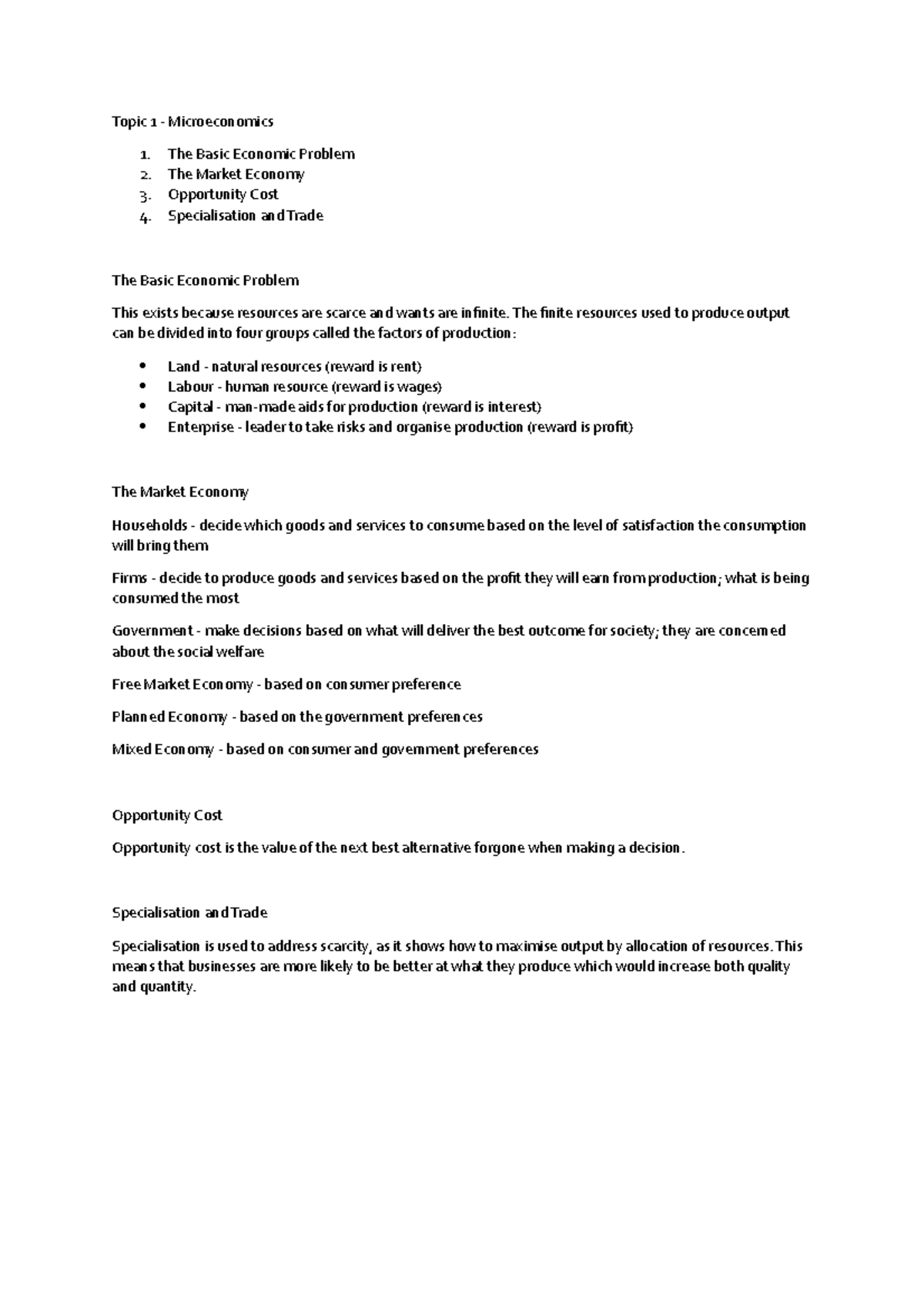 Topic 1 Micro - These notes are for an A* in economics. - Topic 1 ...