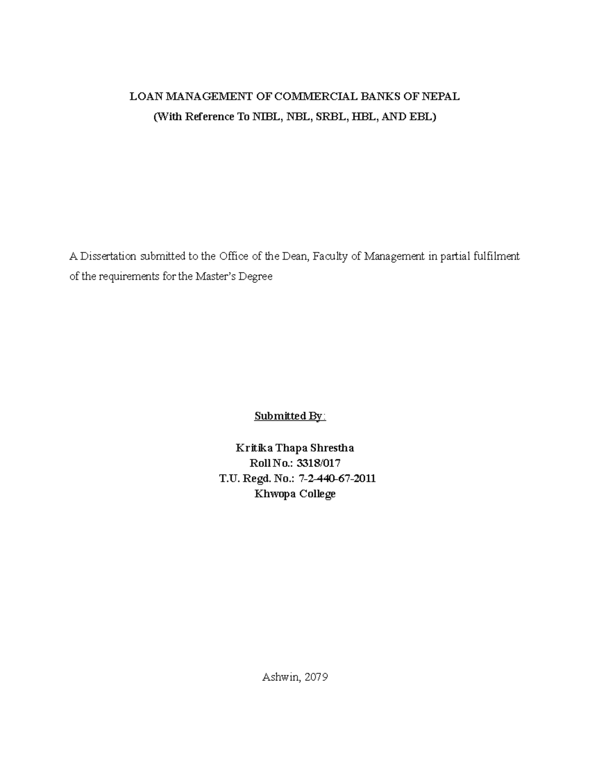 Final Cover Page - fyi - LOAN MANAGEMENT OF COMMERCIAL BANKS OF NEPAL ...