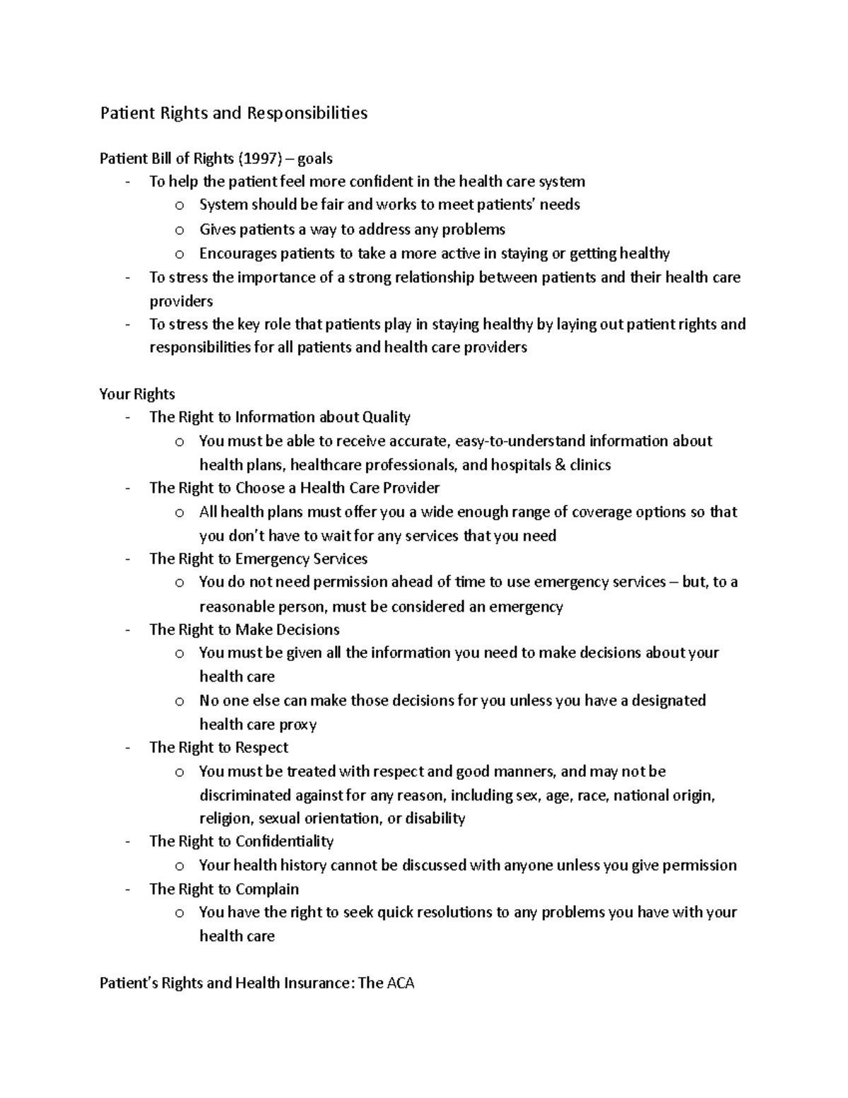 Patient Rights and Responsibilities - Patient Rights and ...