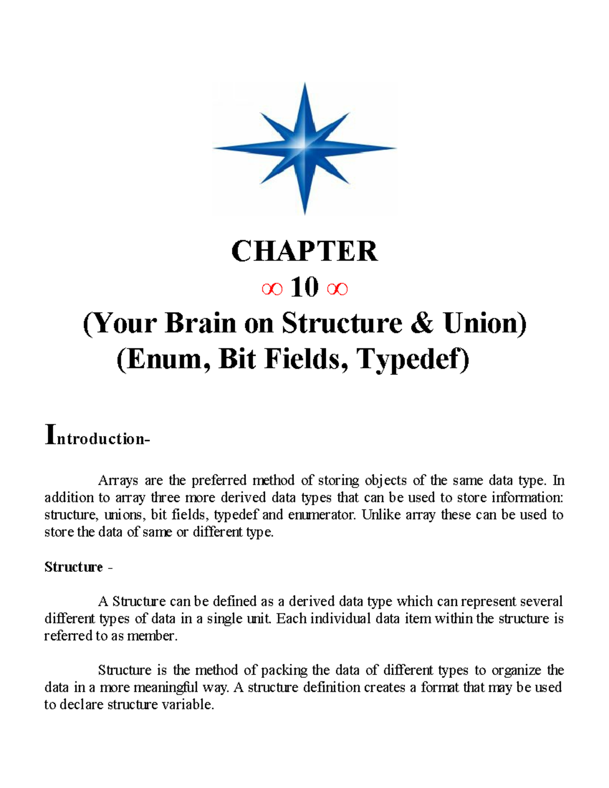 C Programming Class 2 Good Notes Chapter ∞ 10 ∞ Your Brain On
