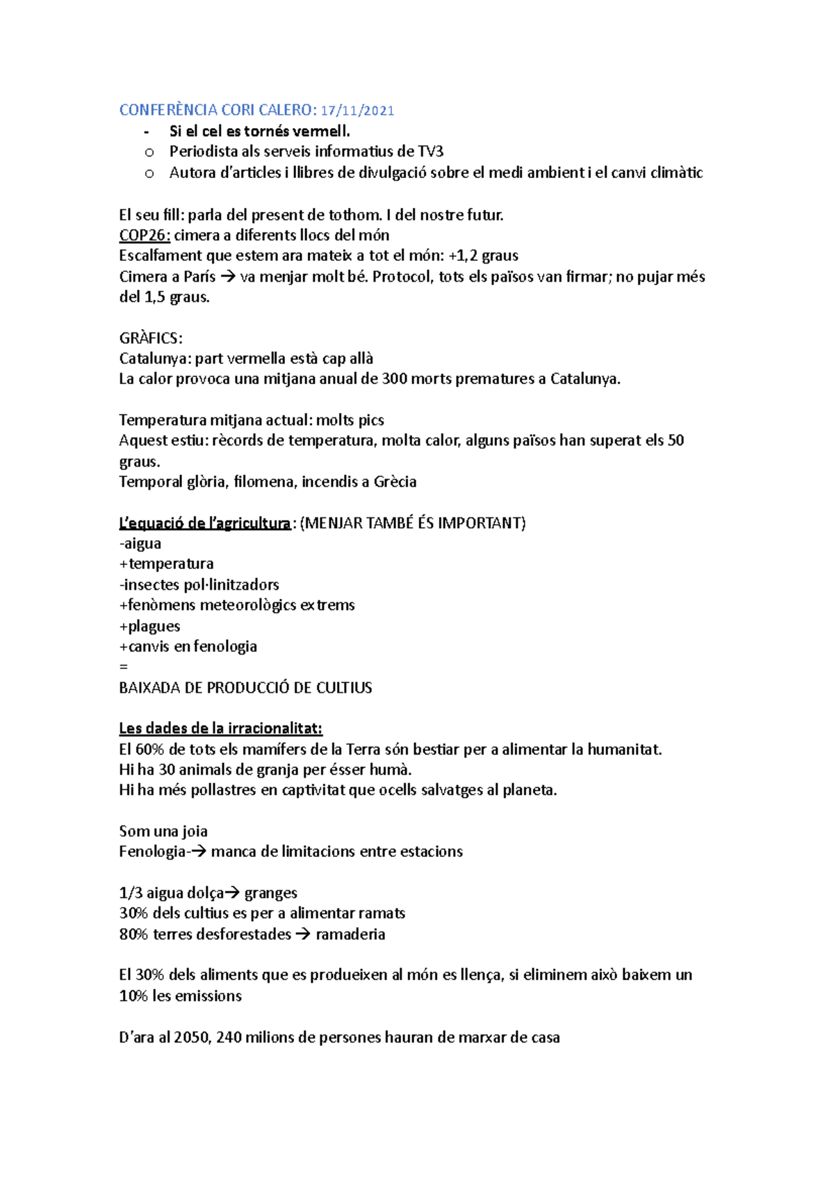 ConferèNCIA CORI Calero - CONFERÈNCIA CORI CALERO: 17/11/ Si el cel es ...