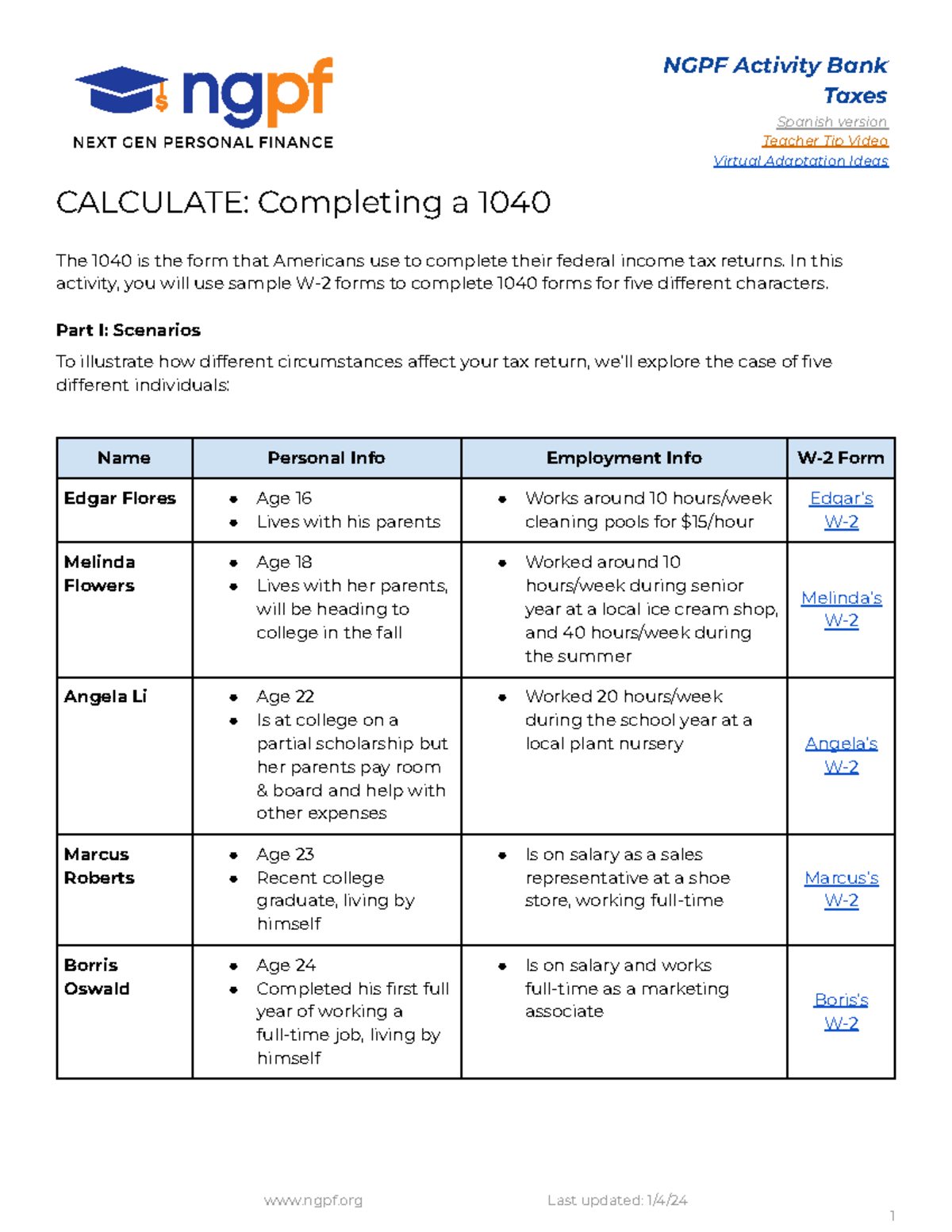 Charmaine Robinson - Calculate Completing a 1040 - NGPF Activity Bank ...