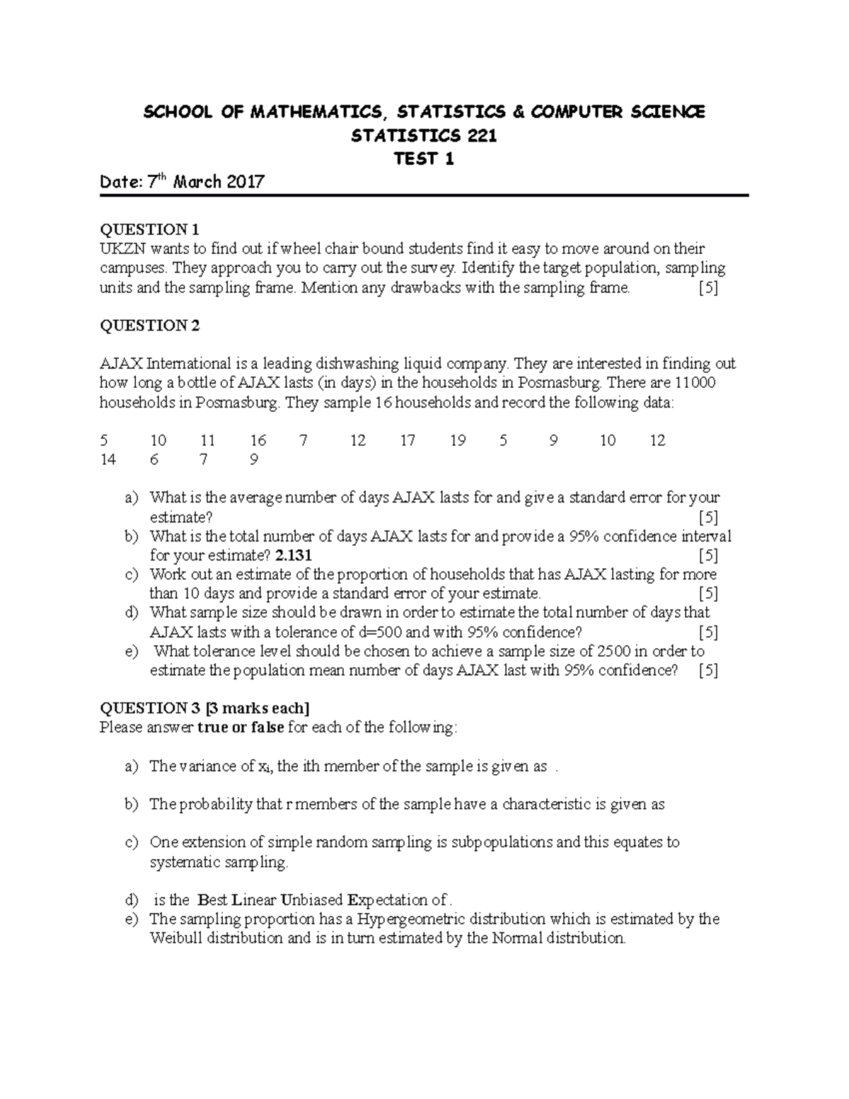 practice material for chapter 1 to 3 - SCHOOL OF MATHEMATICS ...
