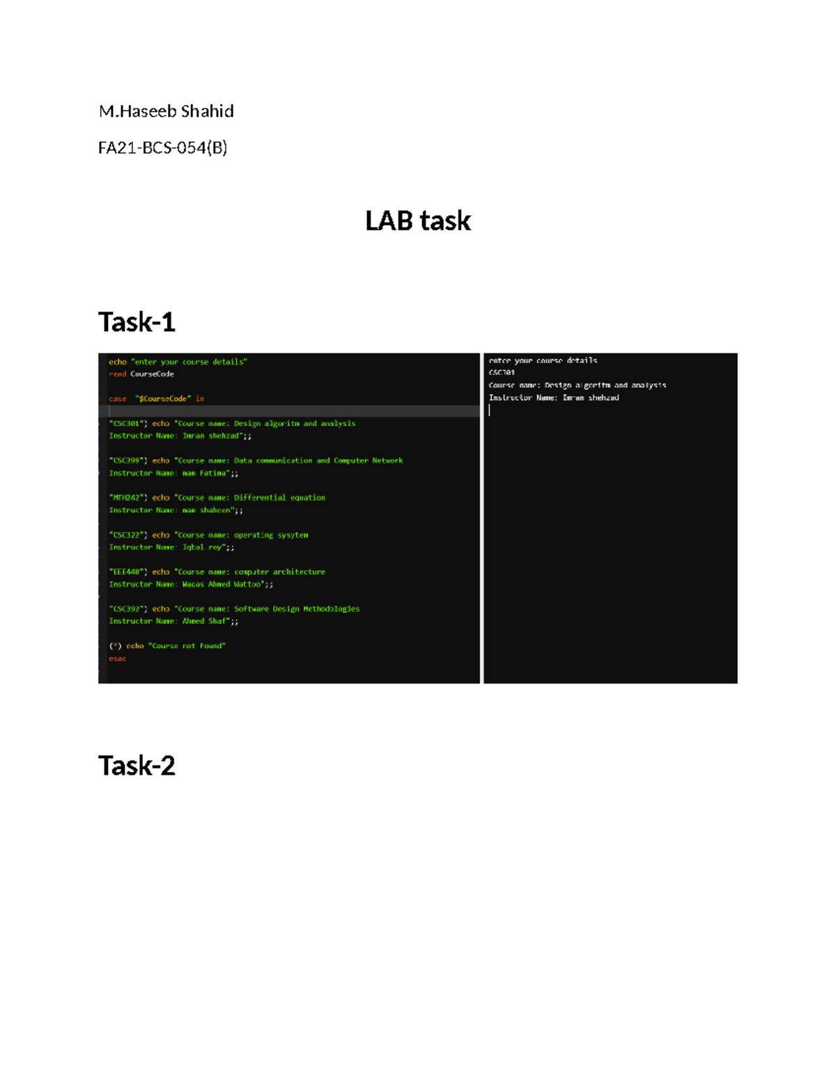 Lab task - this is about operating system - Operating Systems - M Shahid FA21-BCS-054(B) LAB ...