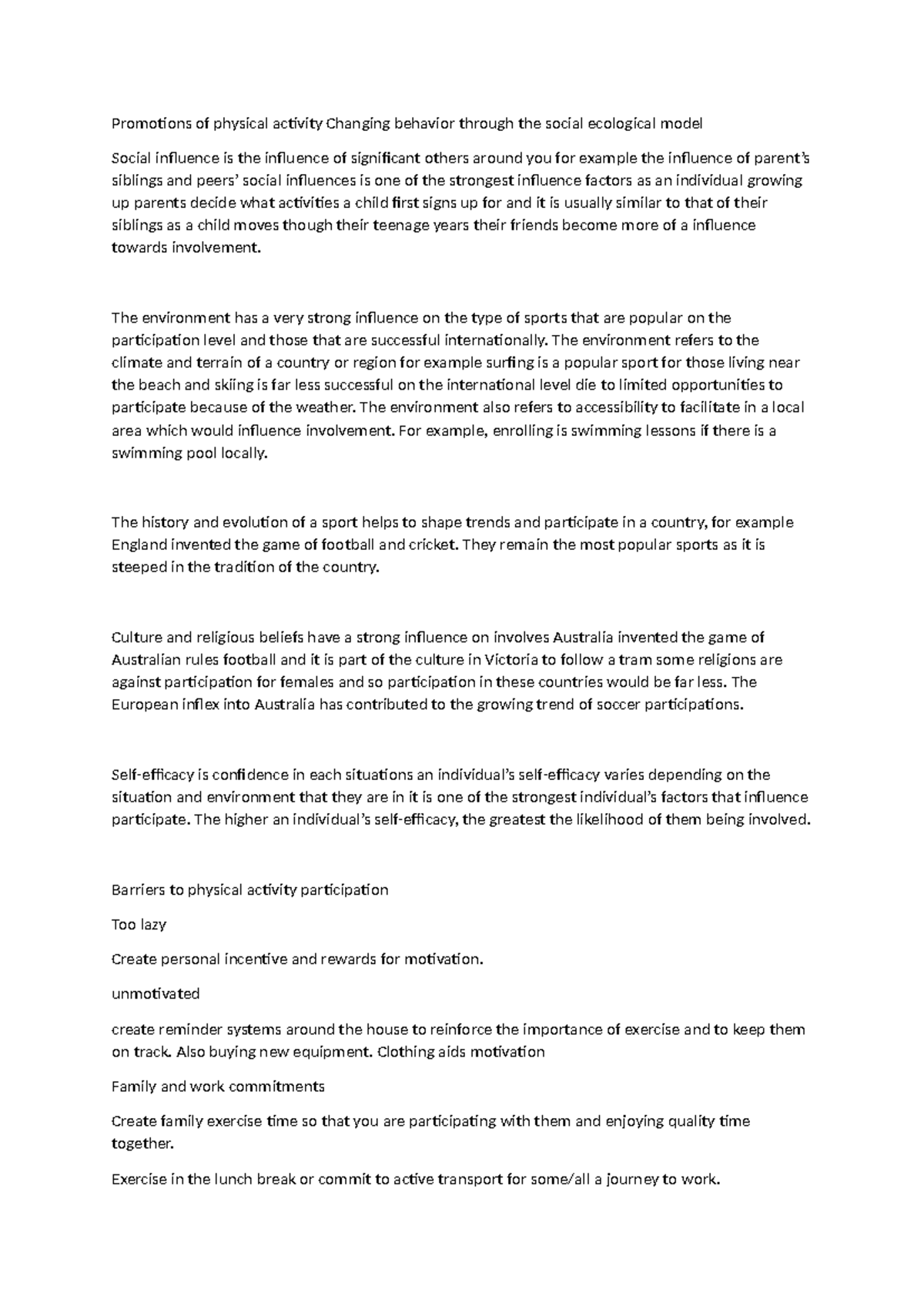 PE Hurdle Study - Promotions of physical activity Changing behavior ...