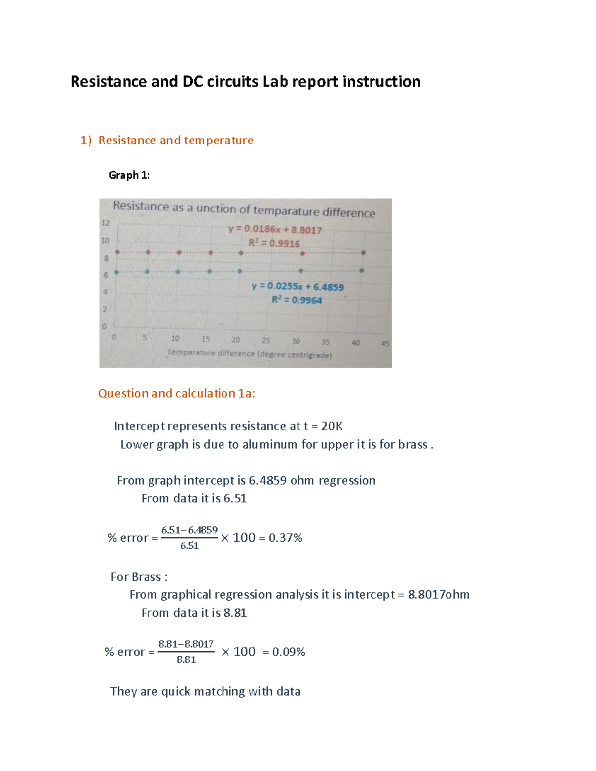Resistance and DC circuits Lab report instruction - Resistance and DC ...
