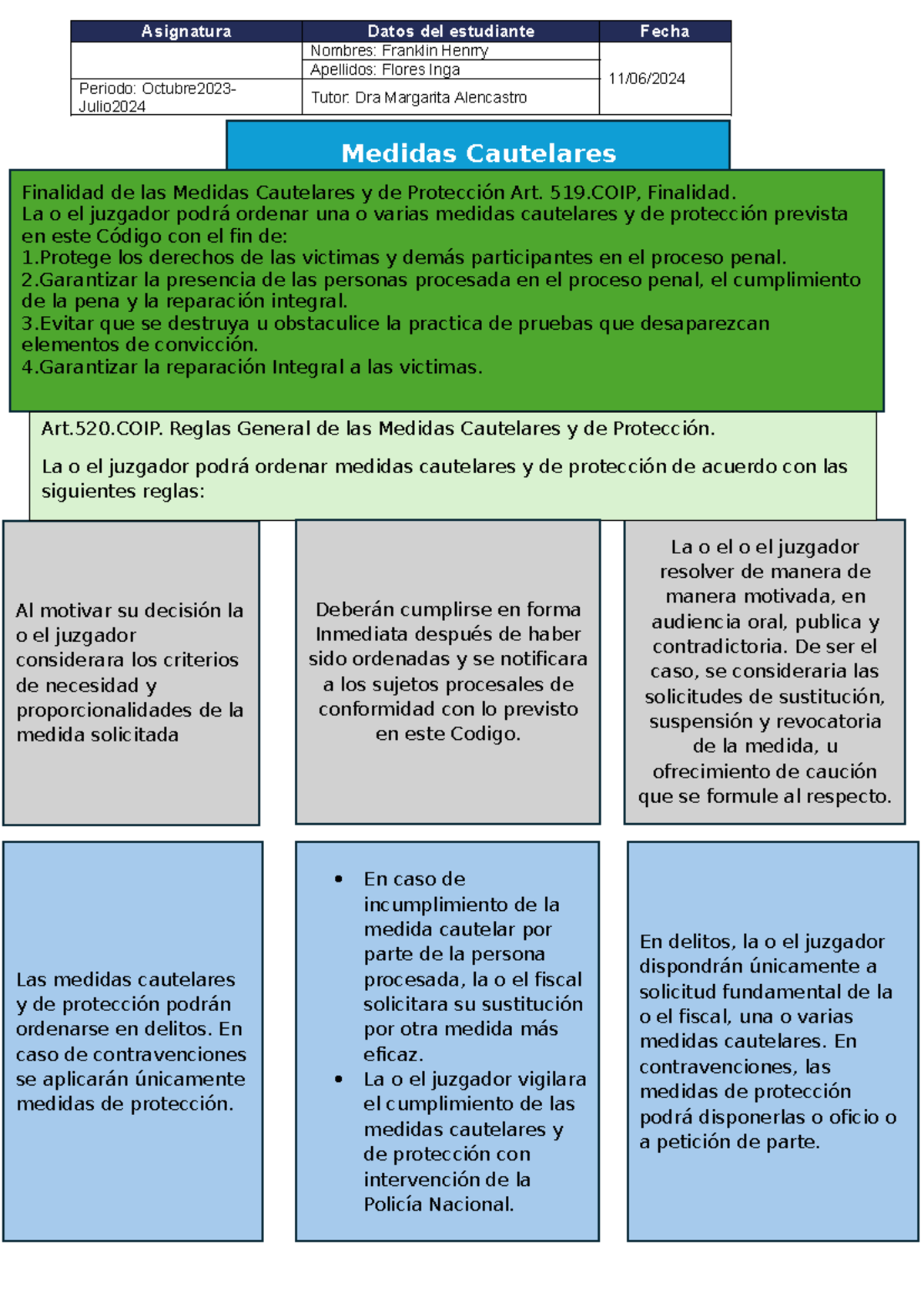 Mapa conceptual medidas cautelares - Medidas Cautelares Finalidad de las Medidas Cautelares y de ...