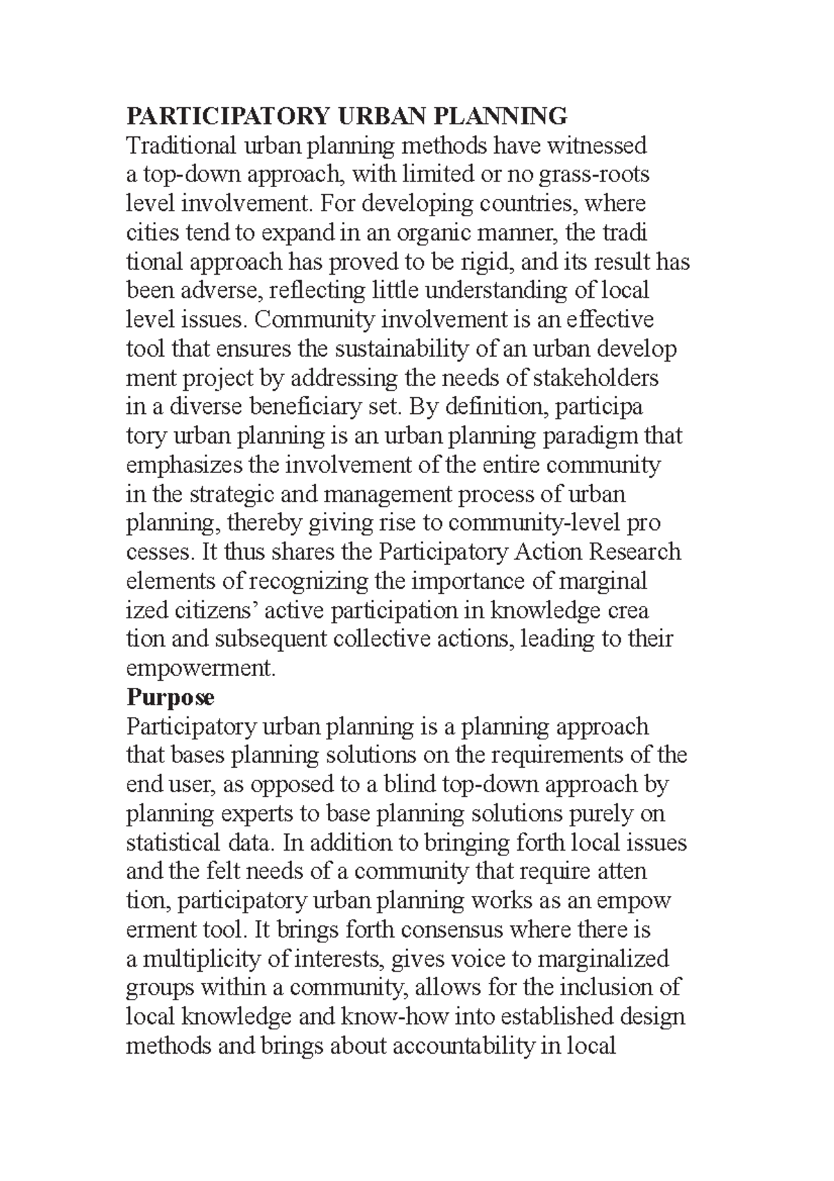 Participatory Urban Planning - PARTICIPATORY URBAN PLANNING Traditional ...