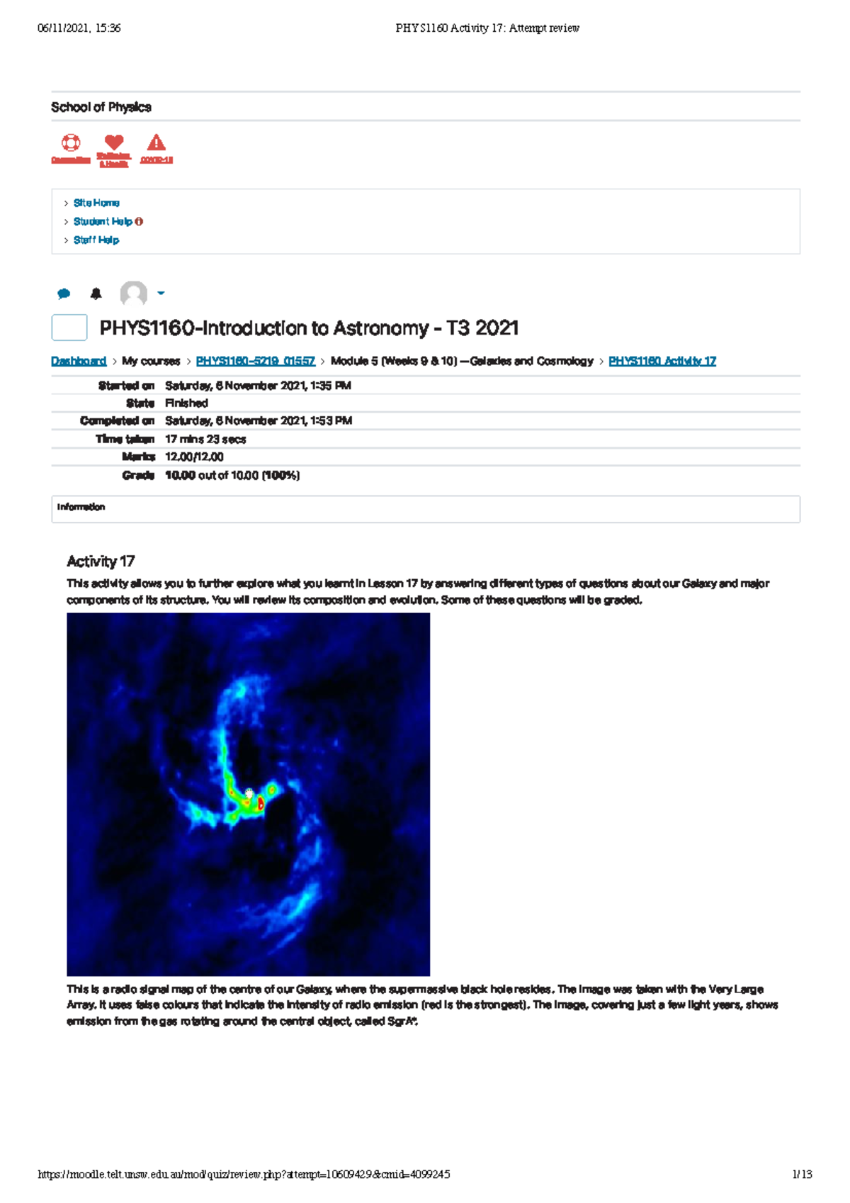 Activity 17 Phys1160 moodle quiz - Dashboard My courses PHYS1160-5219 ...