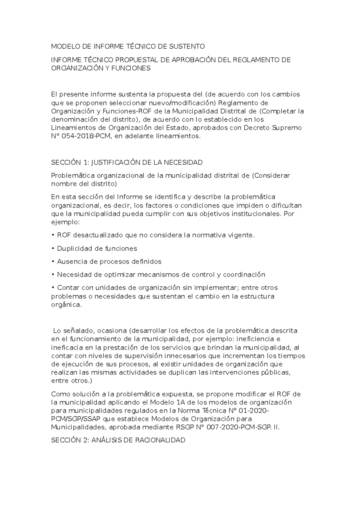 Modelo de Informe Técnico - MODELO DE INFORME TÉCNICO DE SUSTENTO ...