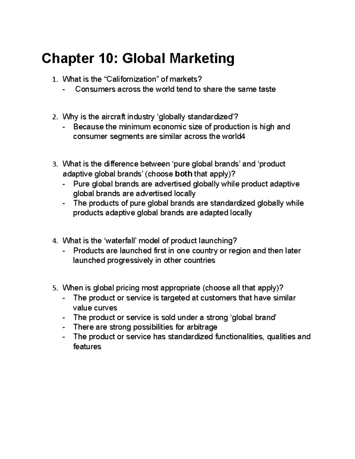 TB MGNT 389 Ch 10 - Global Marketing - Chapter 10: Global Marketing ...