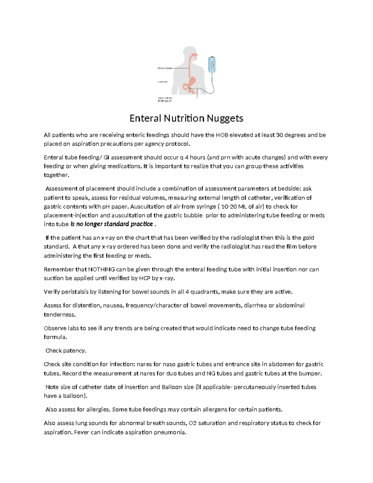 Enteral Nutrition Nuggets - 2021 - Enteral Nutrition Nuggets All patients who are receiving ...