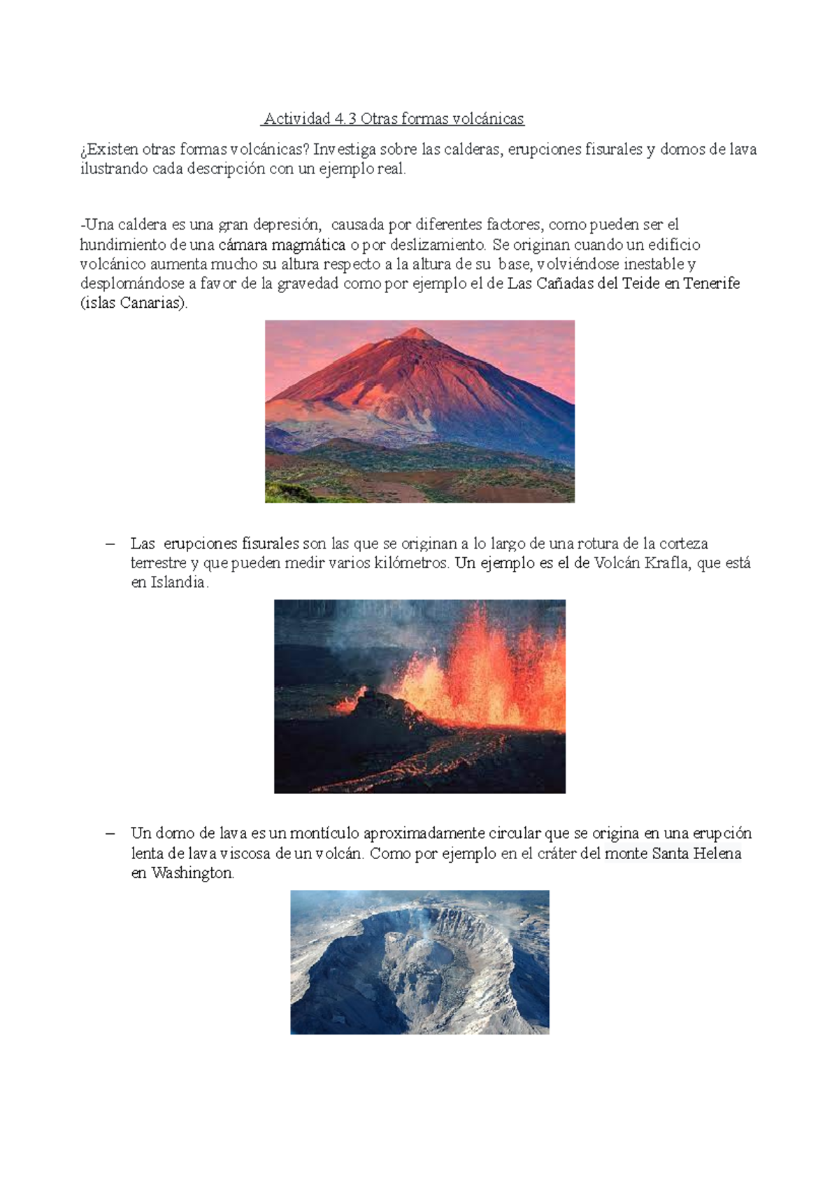 Actividad 4.3 Otras formas volcánicas - Actividad 4 Otras formas ...