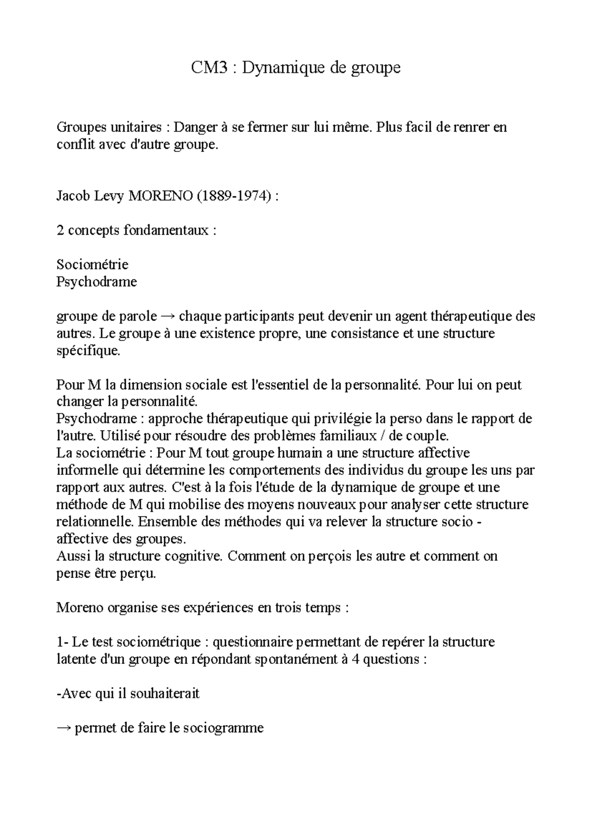 CM3 Dynamique de groupe - CM3 : Dynamique de groupe Groupes unitaires : Danger à se fermer sur ...