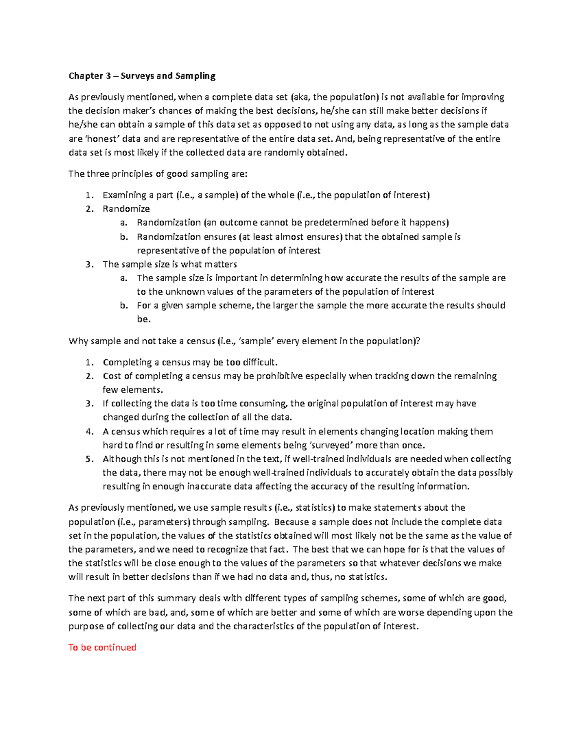 Ch 3 Sampling Oct 4 Chapter 3 Surveys And Sampling As Previously 0960