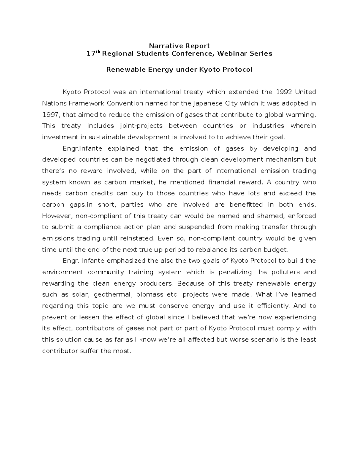 Narrative Report 5 - Narrative Report 17 th Regional Students ...