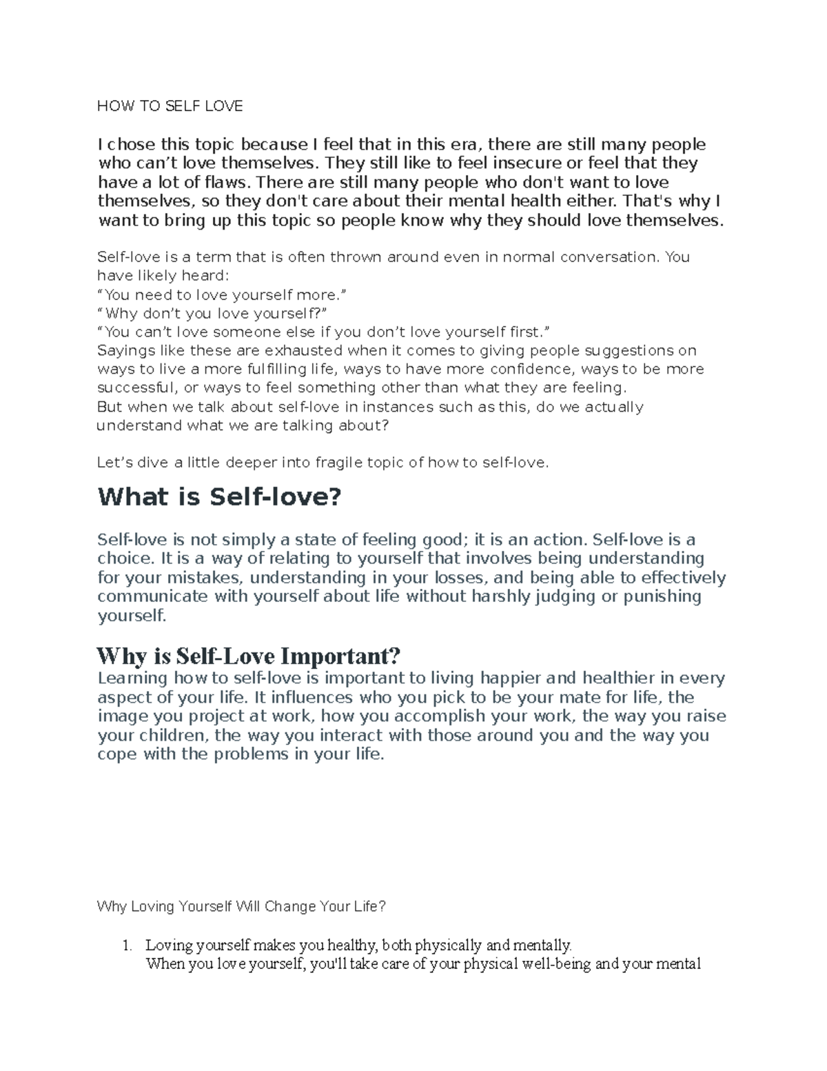 HOW TO SELF LOVE - HOPE IT HELPS GUYS - HOW TO SELF LOVE I chose this ...