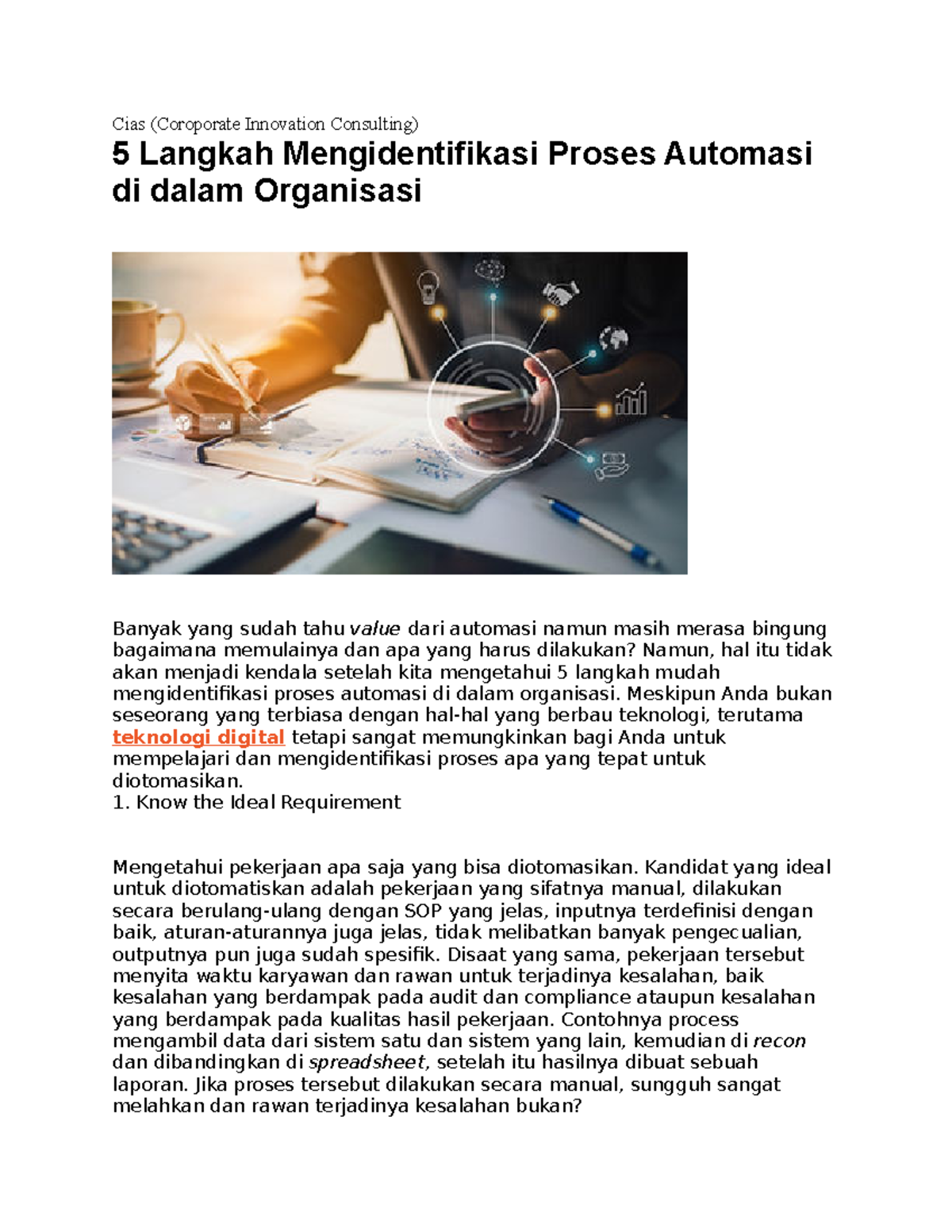 5 Langkah Mengidentifikasi Proses Automasi di dalam Organisasi - Cias ...