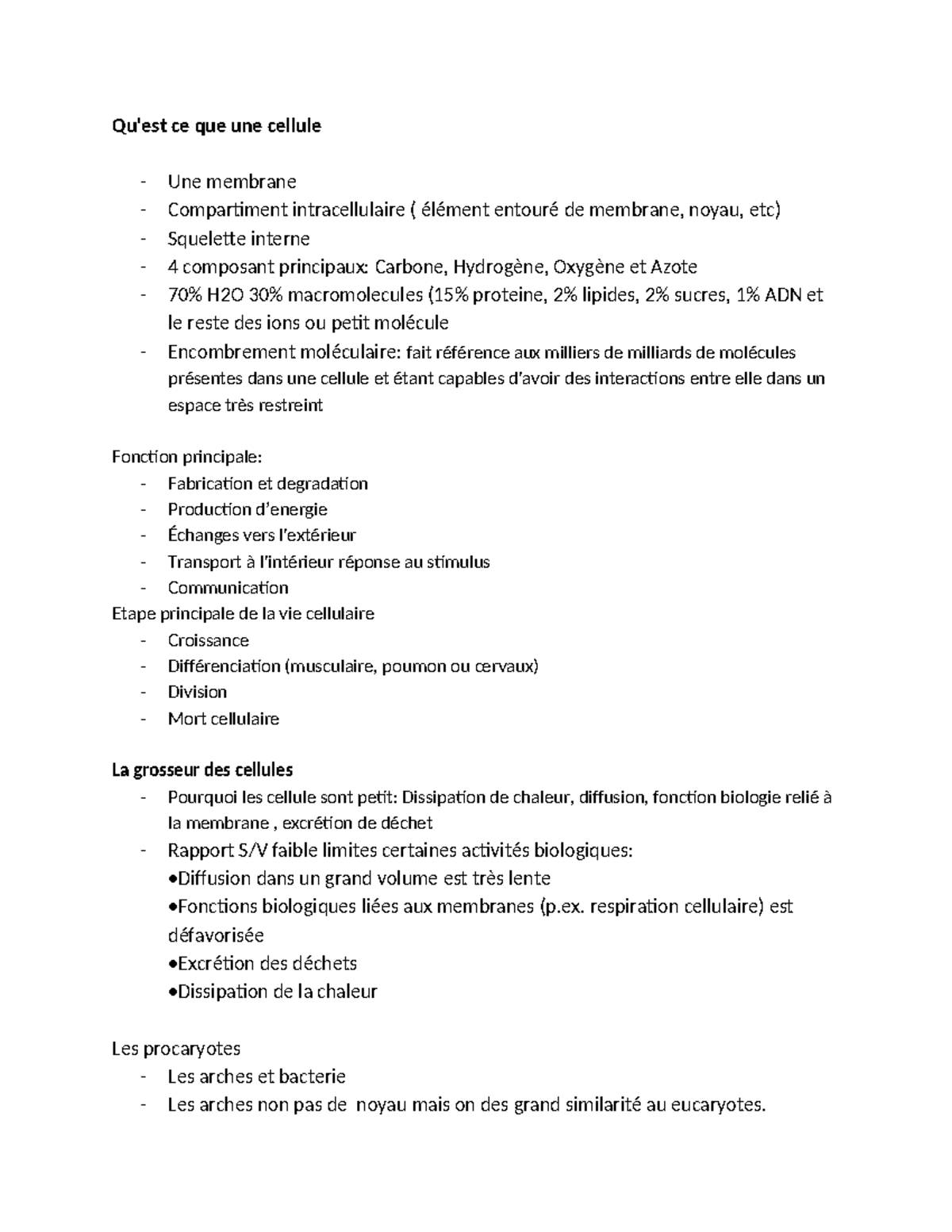 Bio module 1 - random noitesd - Qu'est ce que une cellule - Une ...