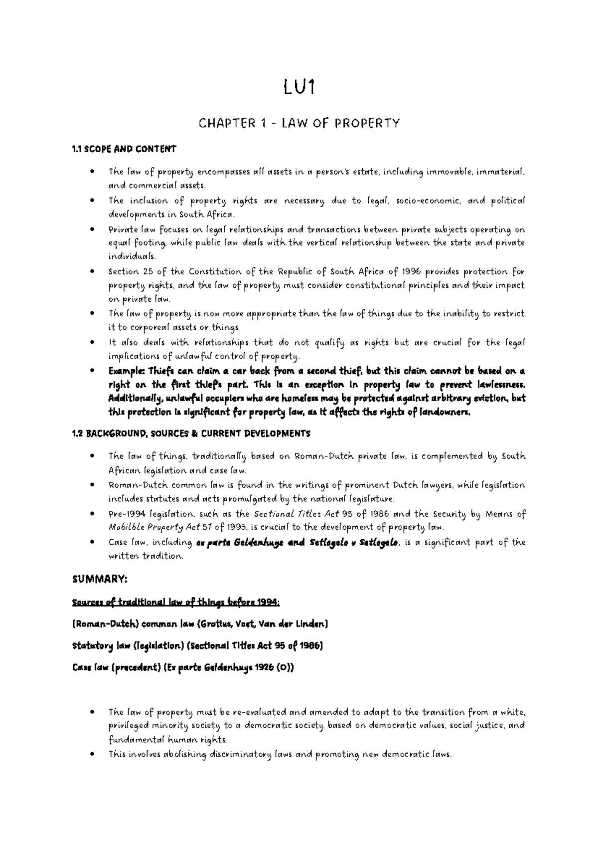 LAPR7311 Study Notes - Summary Introduction to the Law of Property - LU ...