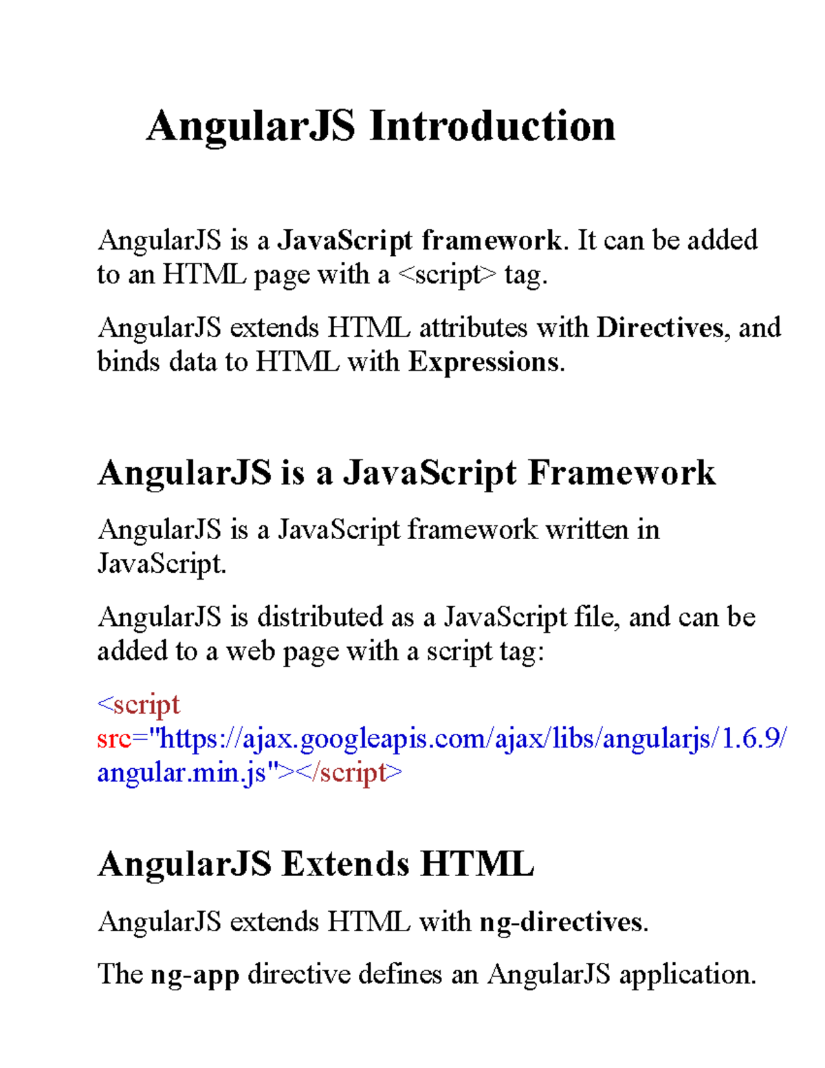 Angular JS Introduction - AngularJS Introduction AngularJS is a ...