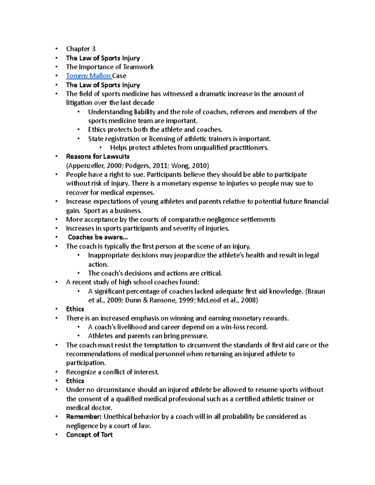 Ch 3 - Professor: Angela Brown, Book: concepts of athletic training ...