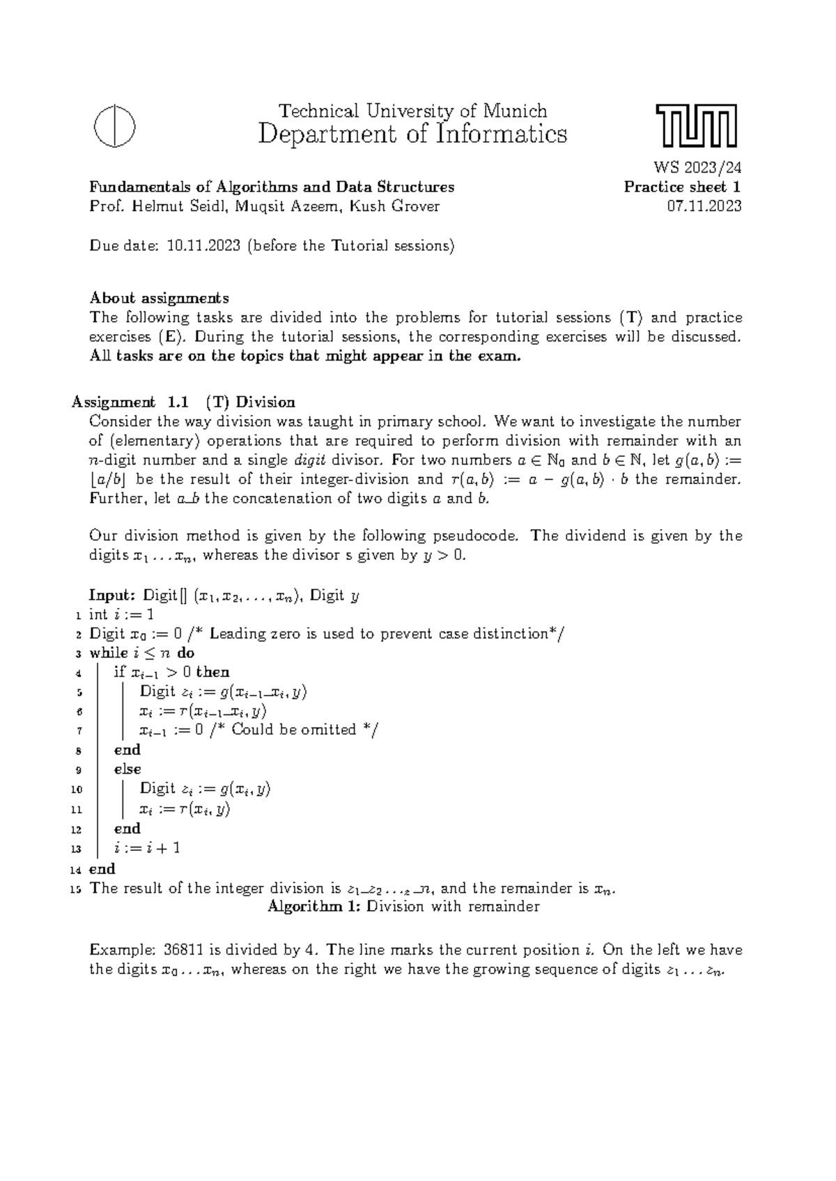 Solution sheet 01 - Technical University of Munich Department of ...