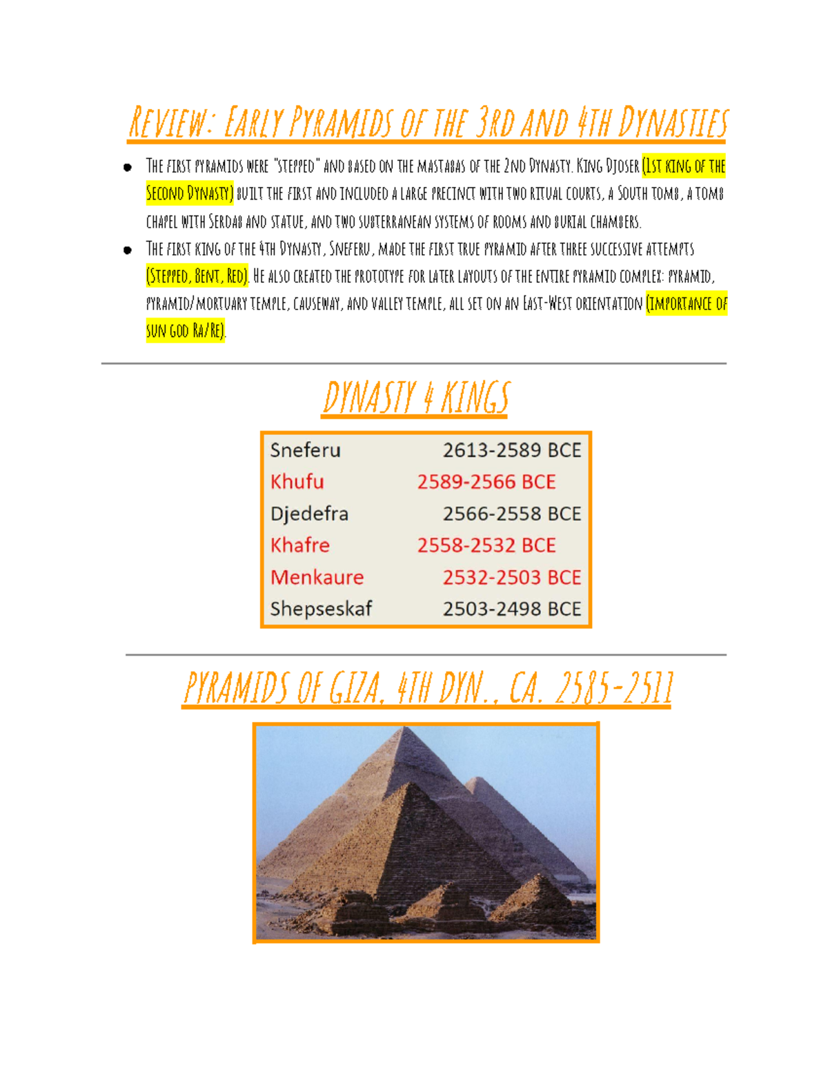 Old Kingdom Royal Pyramid Complexes (Continued) 4th, 5th and 6th ...