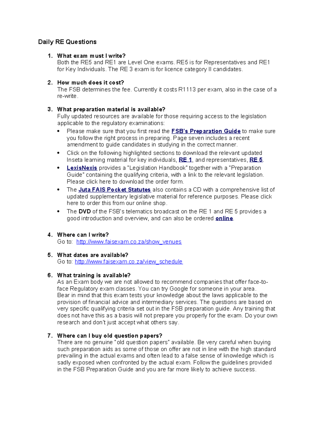 Preparation Material - Daily RE Questions 1. What exam must I write ...