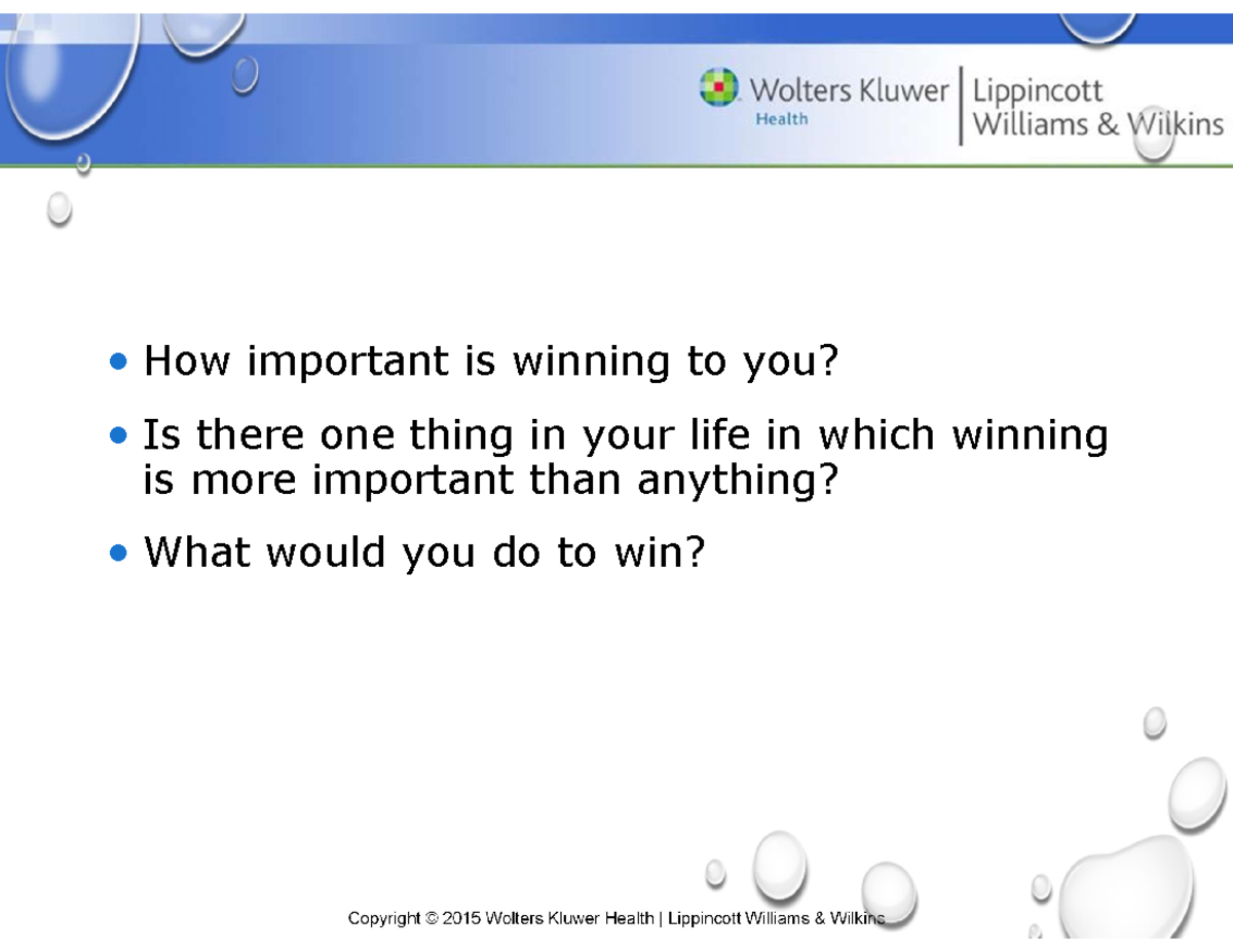 EXS-340 Chapter 23 - How important is winning to you? Is there one ...