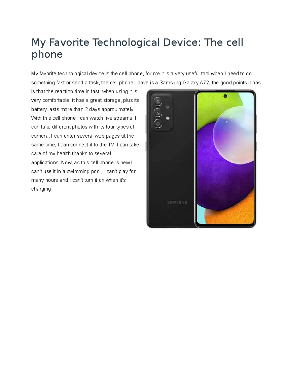 Week 10 - Task. Assignment - My Favorite Technological Device - My ...