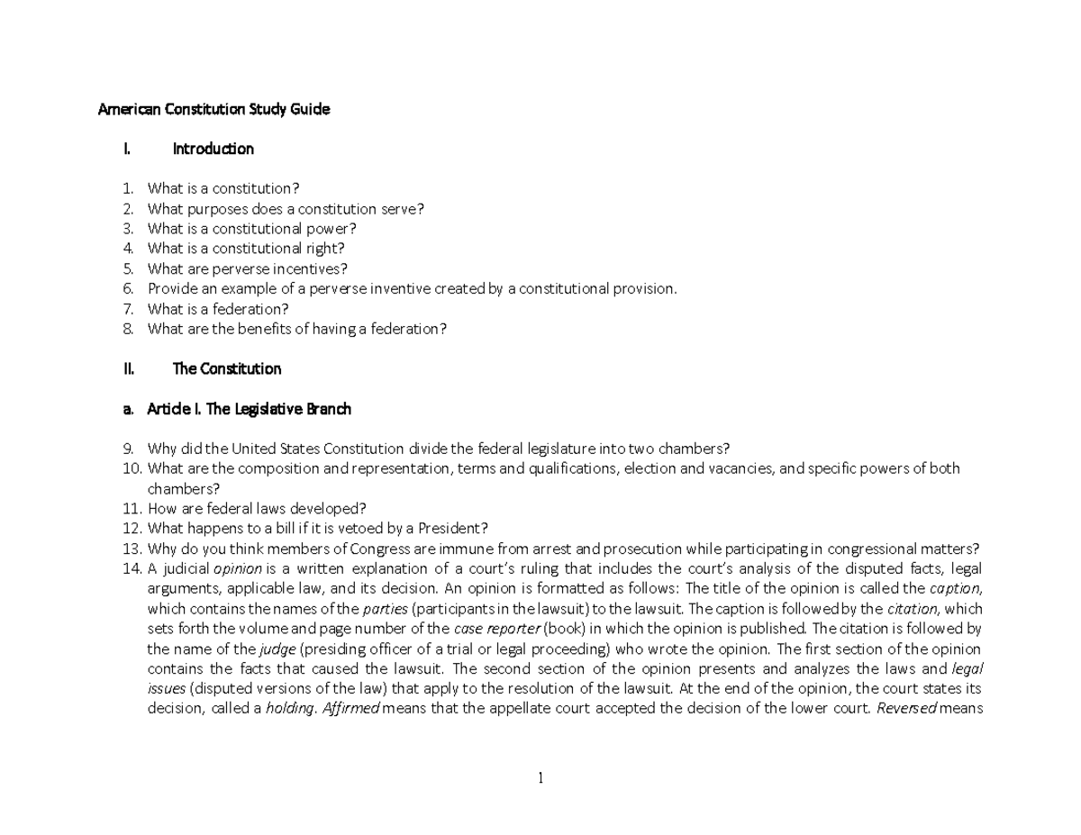 American Constitution Study Guide - Introduction 1. What is a ...