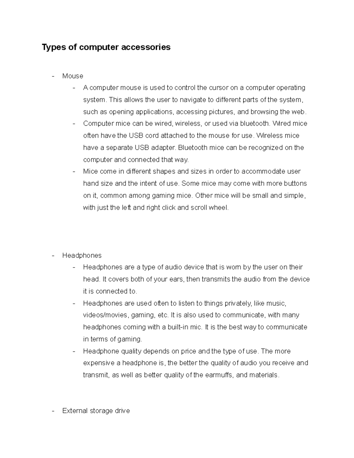 Types of computer accessories - Types of computer accessories Mouse A ...