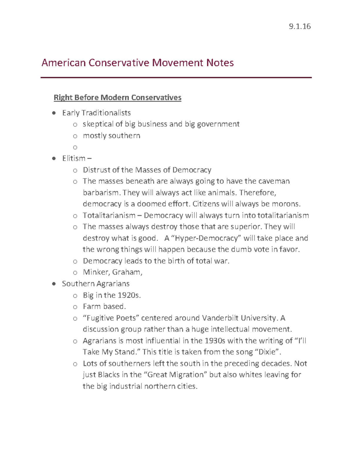 American Conservative Movement Notes - 9. American Conservative ...