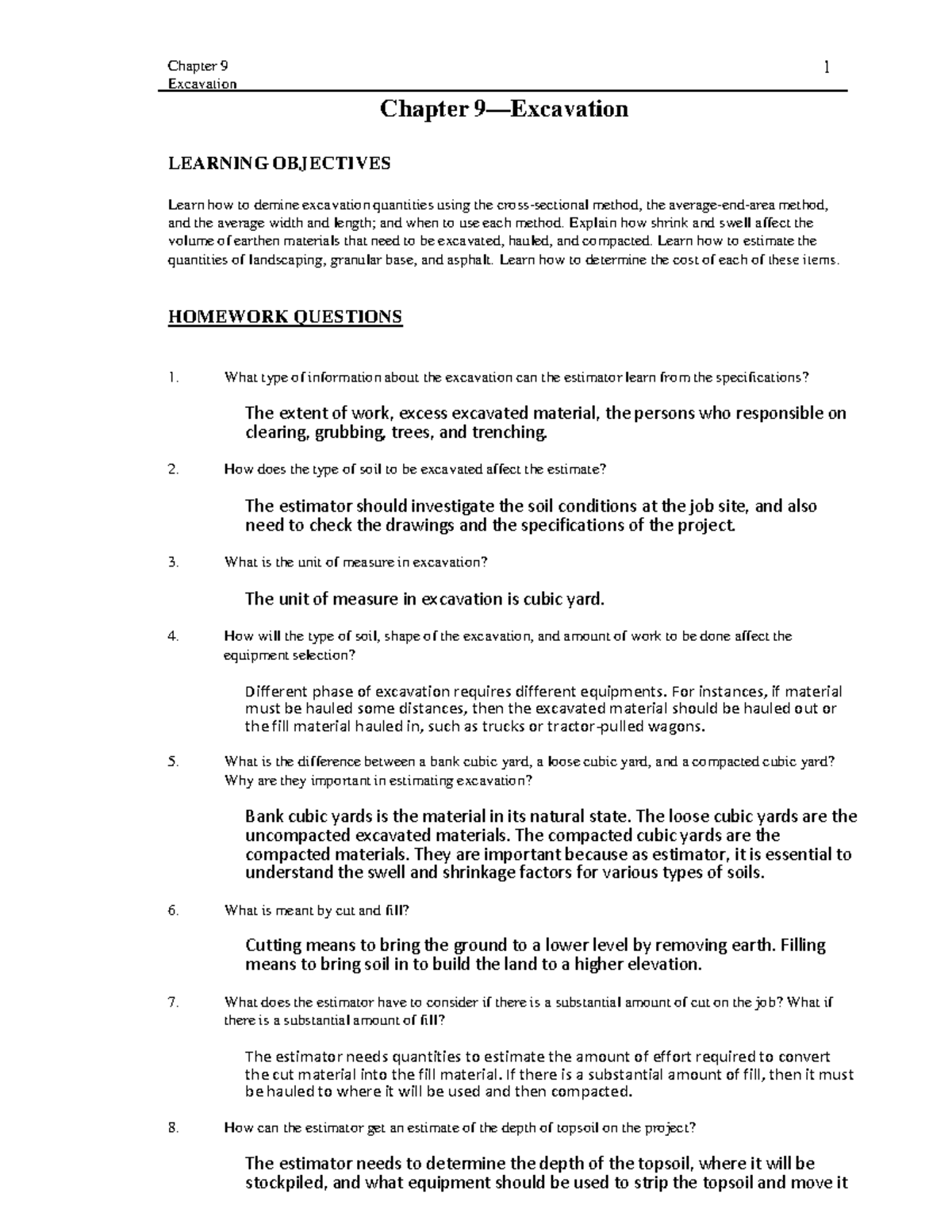 Homework 9&10 - Chapter 9 Excavation 1 Chapter 9—Excavation LEARNING ...