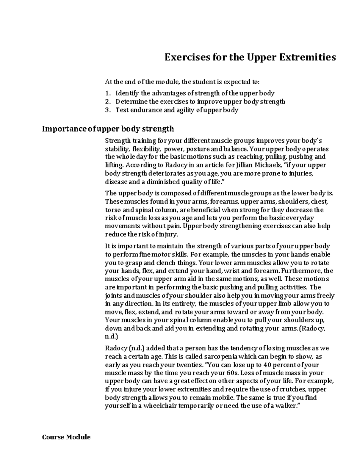 W11-Module-Exercises for the Upper Extremities - Course Module ...