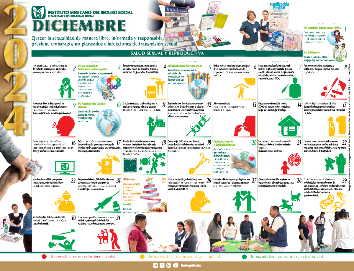 Calendario-salud - Calendario en salud diciembre. Salud sexual y reproductiva - L U N E S M A R ...