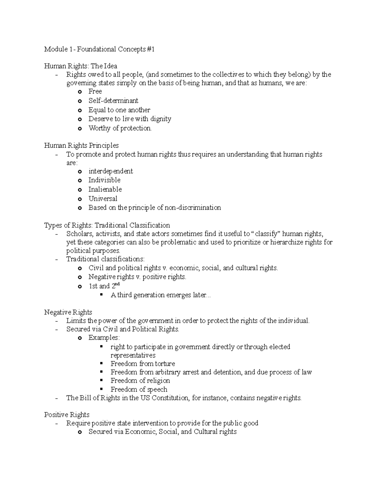 Module 1- Introduction to Human Rights - Module 1- Foundational ...