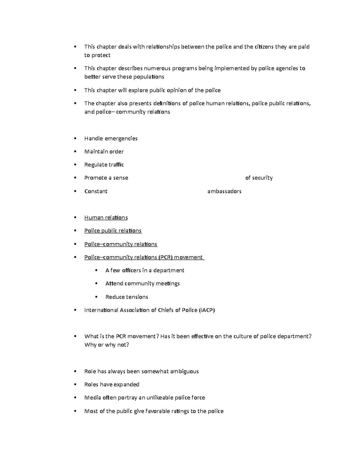 Chapter 11 - This chapter deals with relationships between the police ...