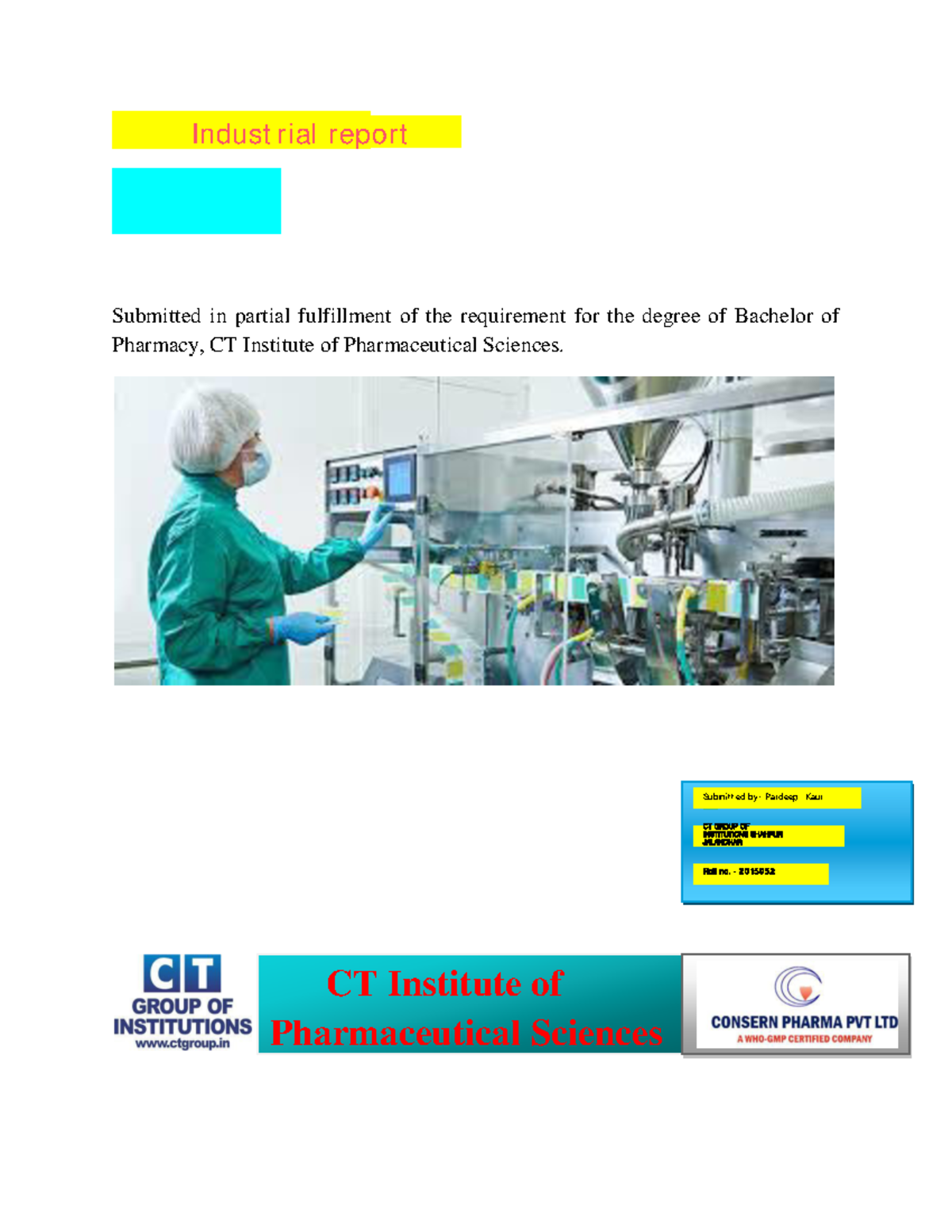 Industrialtraining-171117123944 - Pharmaceutical Sciences CT Institute ...