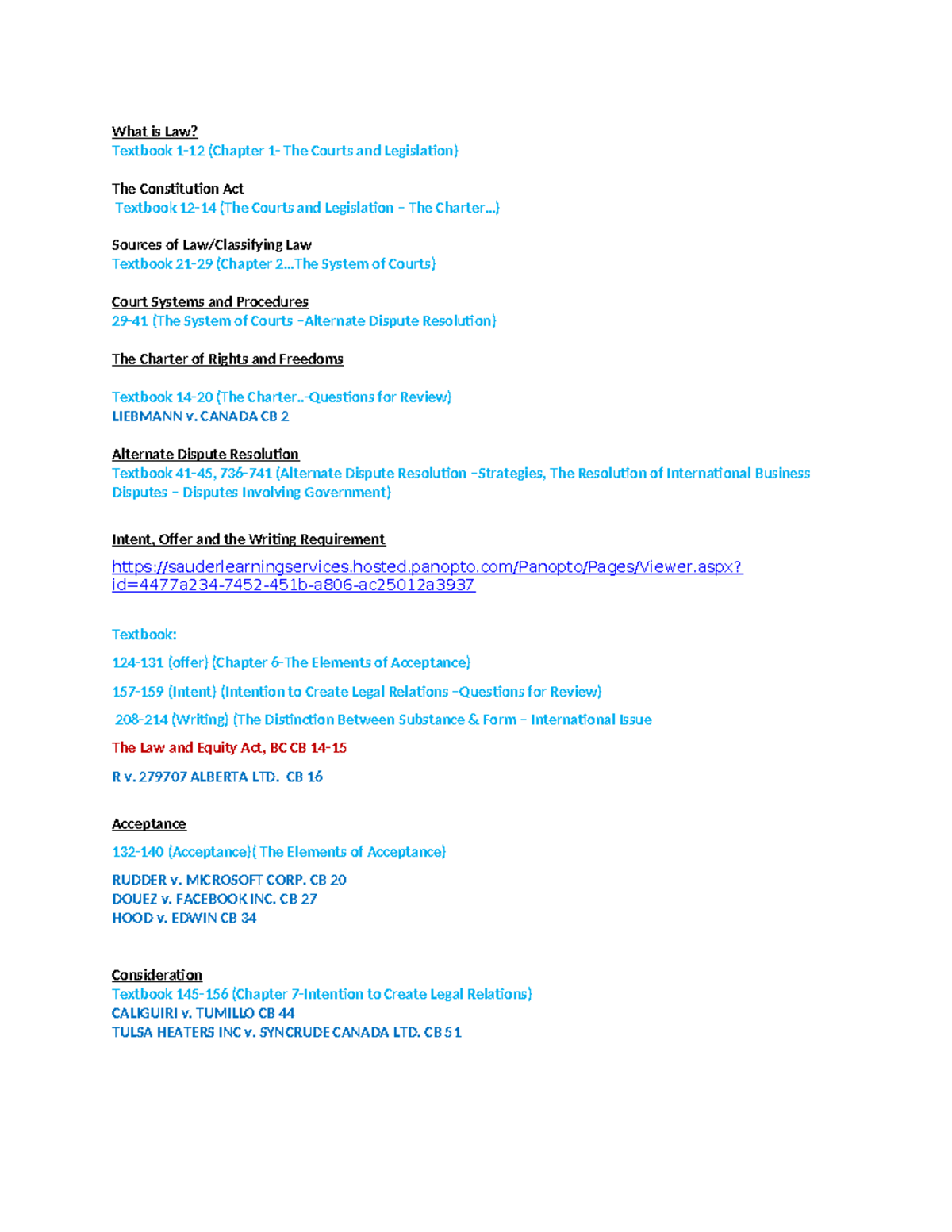 Pages in text per topic - What is Law? Textbook 1-12 (Chapter 1- The ...